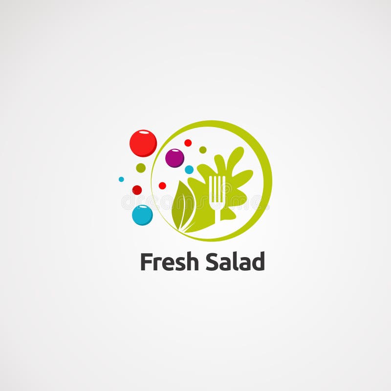 Fresh Salad Logo Vector with Circle Green and Digital Concept, Icon ...