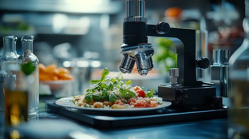 Microscopic View of Fresh Salad Highlights Food Science in a Laboratory ...
