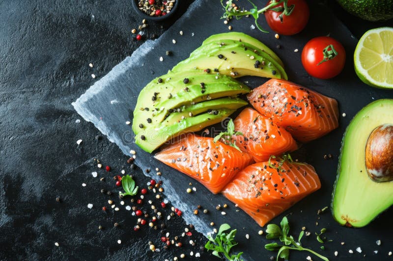 Fresh Salmon and Avocado Platter Stock Image - Image of culinary, dish ...