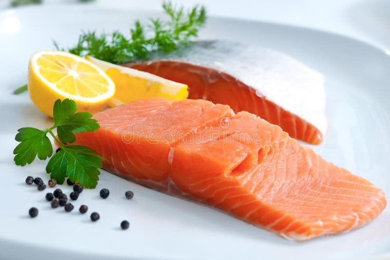 Fresh salmon fillet stock photo. Image of closeup, dish - 23268086