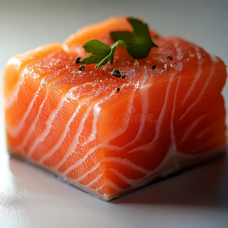 Fresh Salmon Fillet with an Orange Hue Rests on a Spotless White ...