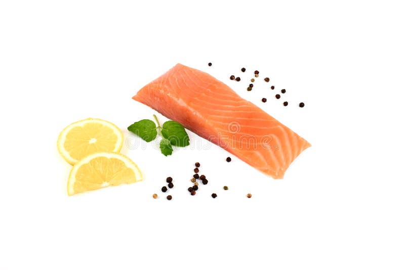 Fresh Salmon Fillet on the White Background. Stock Photo - Image of ...