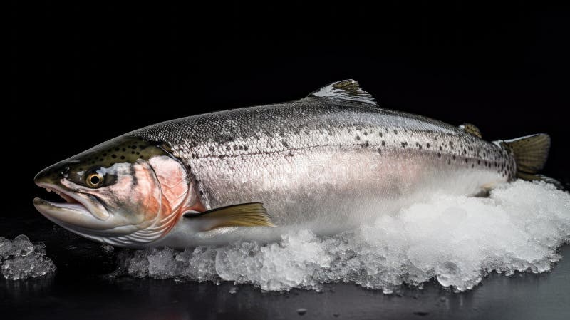 A Fresh Salmon Fish on Ice. Salmon Fish Stock Illustration ...