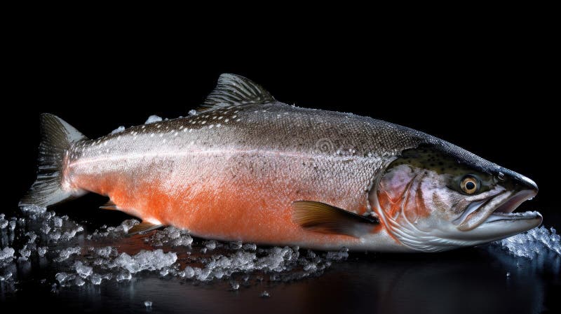 A Fresh Salmon Fish on Ice. Salmon Fish Stock Illustration ...