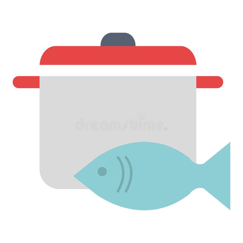 Fresh salmon fish with pot stock vector. Illustration of metal - 141814670