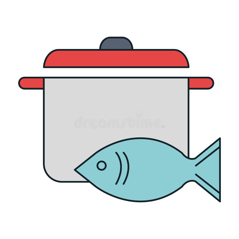 Fresh salmon fish with pot stock vector. Illustration of cuisine ...