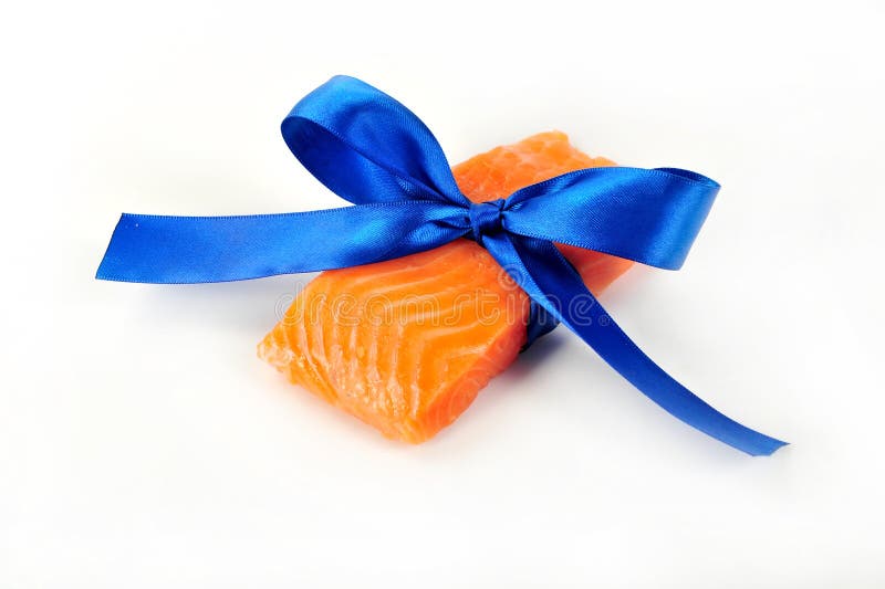 Fresh salmon and ribbon stock image. Image of fillet - 45126523
