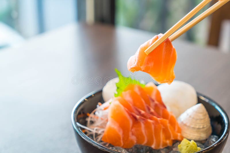 Fresh salmon sashimi stock photo. Image of seafood, fresh - 100312482