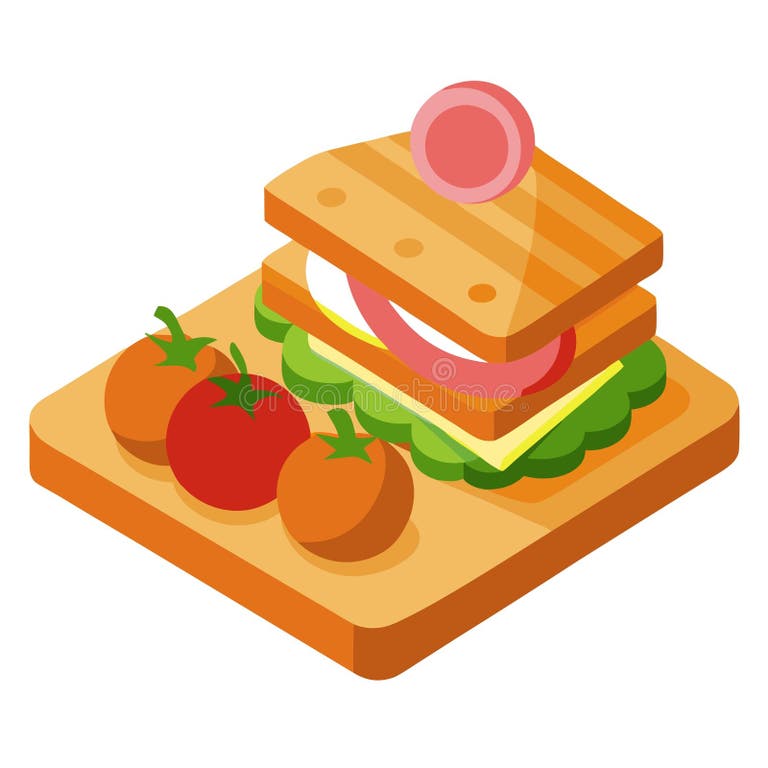 Fresh Sandwich Ingredients on Chopping Board Stock Vector ...