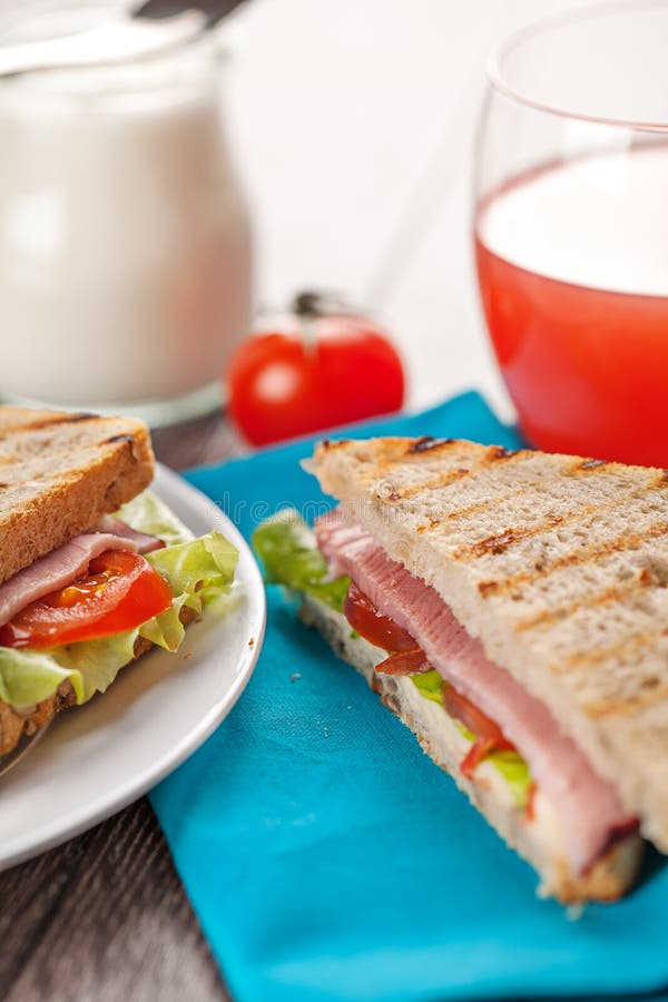 Fresh Sandwiches Breakfast Served Meal Stock Photo - Image of dinner ...
