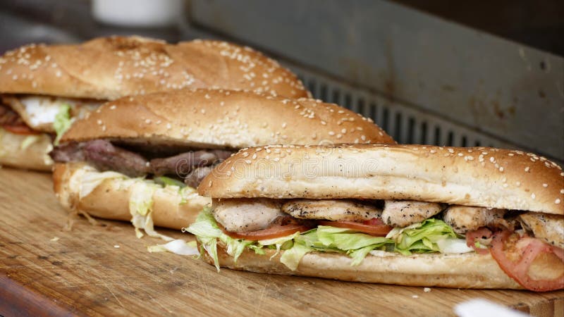 Fresh Sandwiches with Vegetables and Meat Stock Image - Image of fresh ...