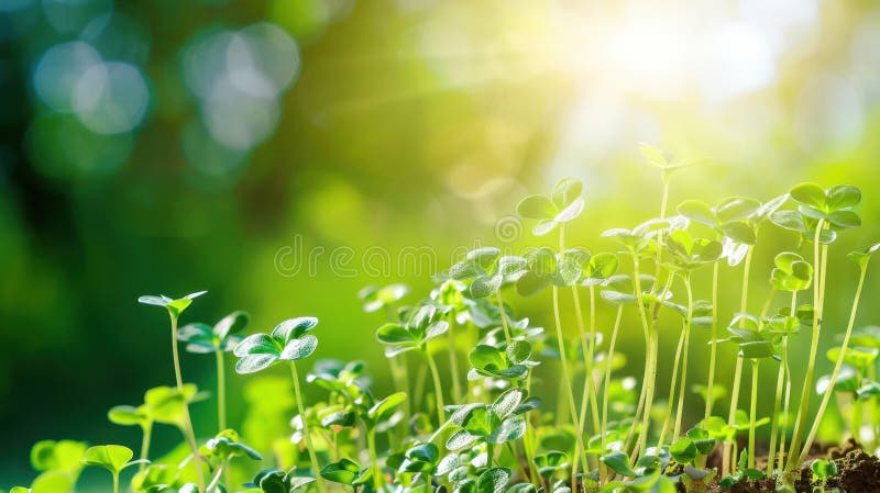Fresh Saplings Bathing in Sunlight Amidst Nature S Glow Stock Image ...