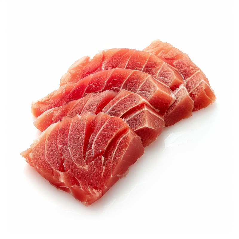 Fresh Sashimi Tuna Slices on White Background Stock Illustration ...