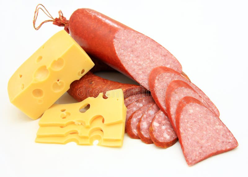 Fresh sausage with cheese stock photo. Image of italy - 17961820
