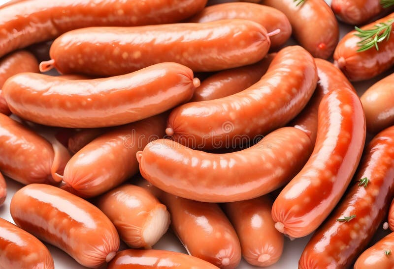 Fresh Sausages on White Background. Panorama Stock Illustration ...