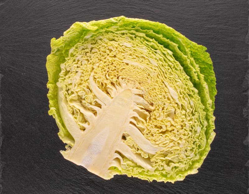 Fresh Savoy Cabbage with Kitchen Utensils Isolated on White, Black Background and Top View ...