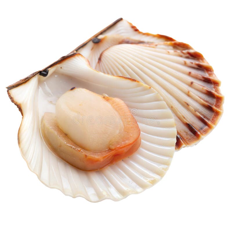 Fresh Scallop in Shell stock illustration. Illustration of ocean ...