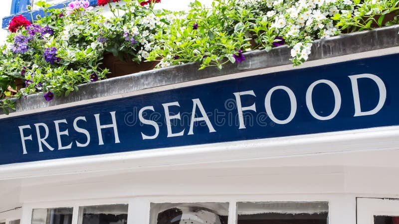 Fresh Seafood Restaurant Sign Stock Photo - Image of seafood ...