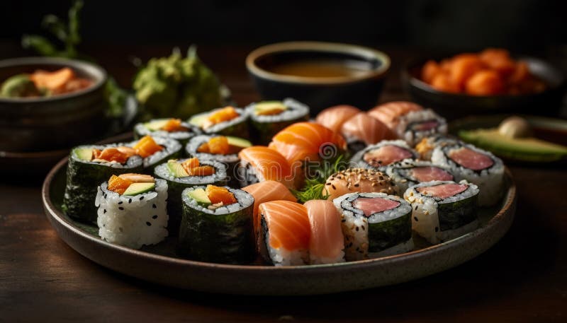 Fresh Seafood Meal Maki Sushi, Sashimi, and Nigiri Variations Generated ...