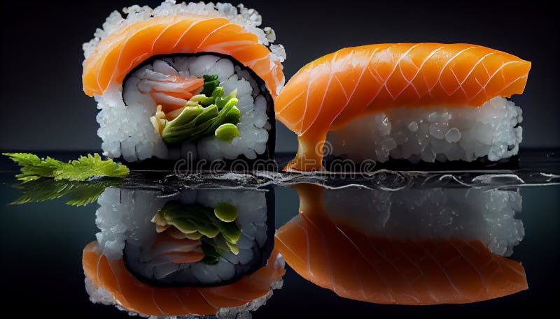 Fresh Seafood Meal, Sashimi and Rice Appetizer ,generative AI Stock ...