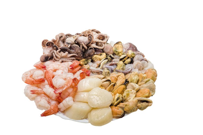 Fresh seafood on a plate stock image. Image of shellfish - 79649725
