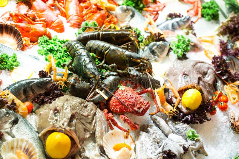 Fresh seafood stock image. Image of cooking, fishing - 52519895