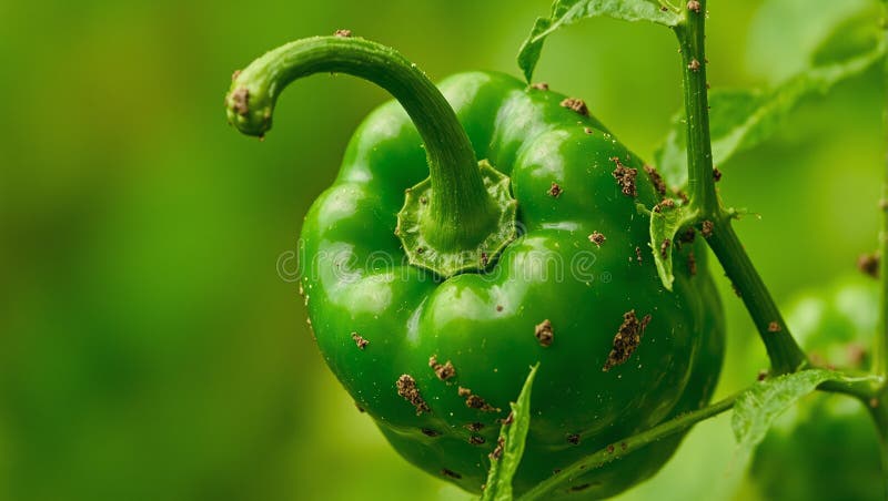 Fresh Serrano Pepper on Plant with Soil Particles Stock Illustration ...
