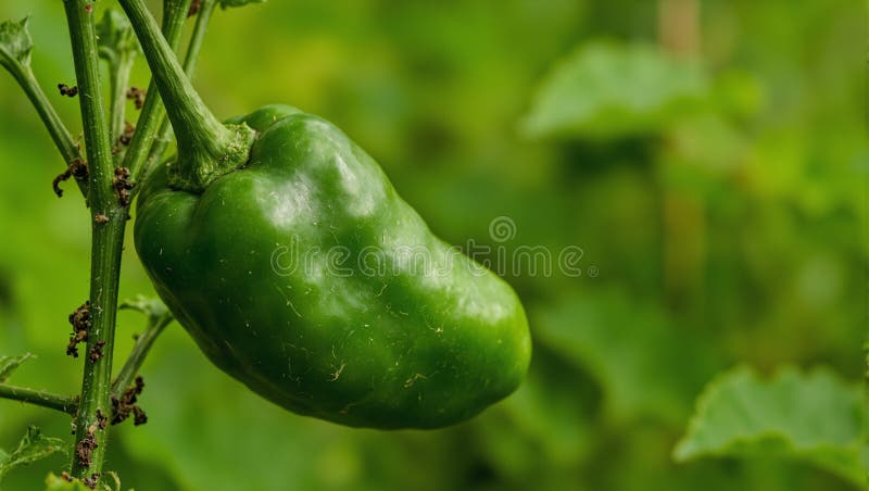 Fresh Serrano Pepper on Plant with Soil Particles Stock Illustration ...