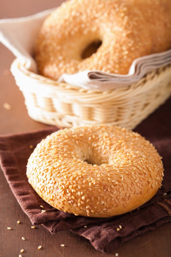 Fresh Sesame Bagel for Breakfast Stock Image - Image of seed, plain ...