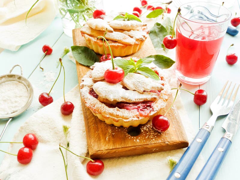 Fresh sherry pie stock photo. Image of mint, flowers - 120708440