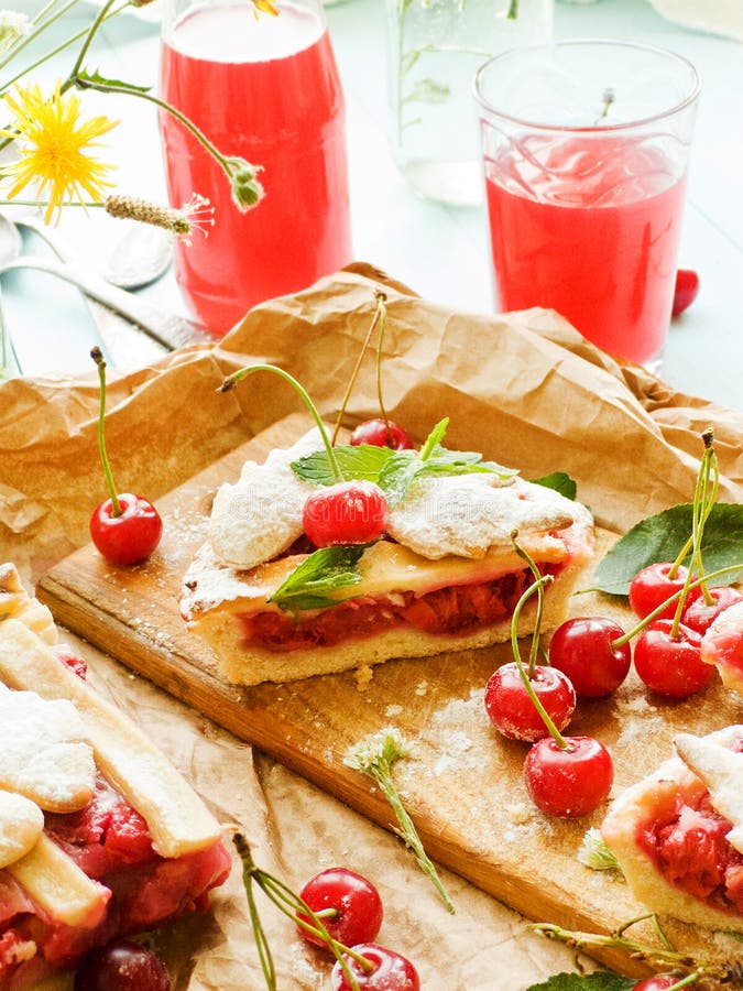 Fresh sherry pie stock photo. Image of summer, crust - 120708680