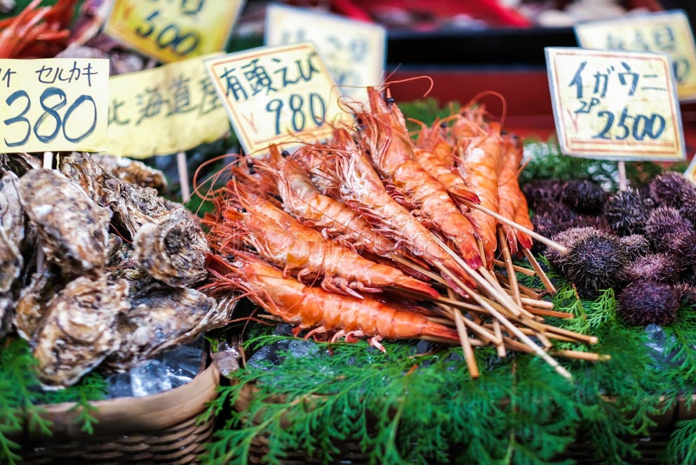 Fresh Shrimp, Shellfish, Crab Legs. Stock Image - Image of nautical ...