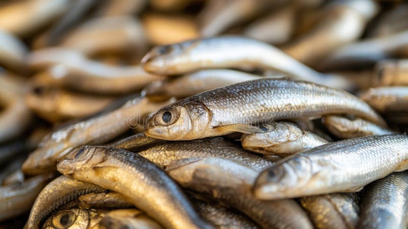 Fresh Silver Fish Display at Market Stock Illustration - Illustration ...
