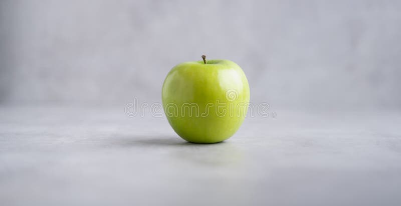 Fresh Single Green Apple Isolated on Gray Background Stock Photo ...