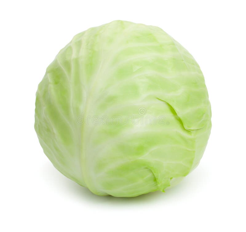 Fresh Single Green Cabbage. Isolated on White Background Stock Image ...
