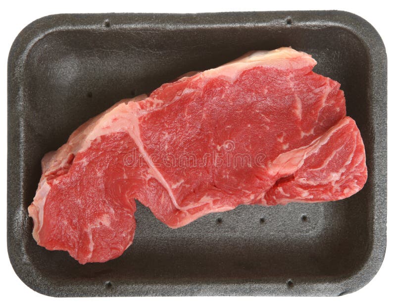 Fresh Sirloin Beef Steak in Tray Stock Photo - Image of packed, marbled ...