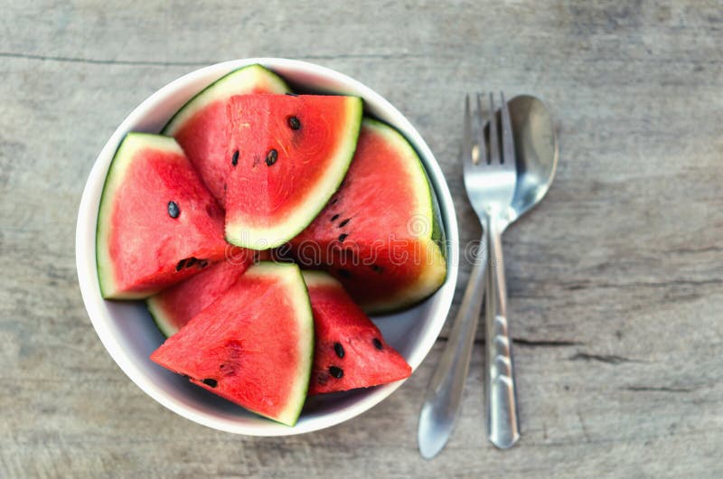 Fresh Slice of Watermelon in Cup on Woods Stock Photo - Image of ...
