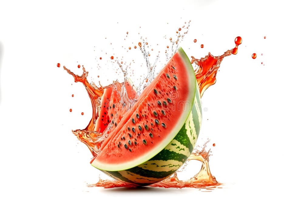 Fresh Slice of Watermelon Exploding with Juice. Generative Ai Stock ...
