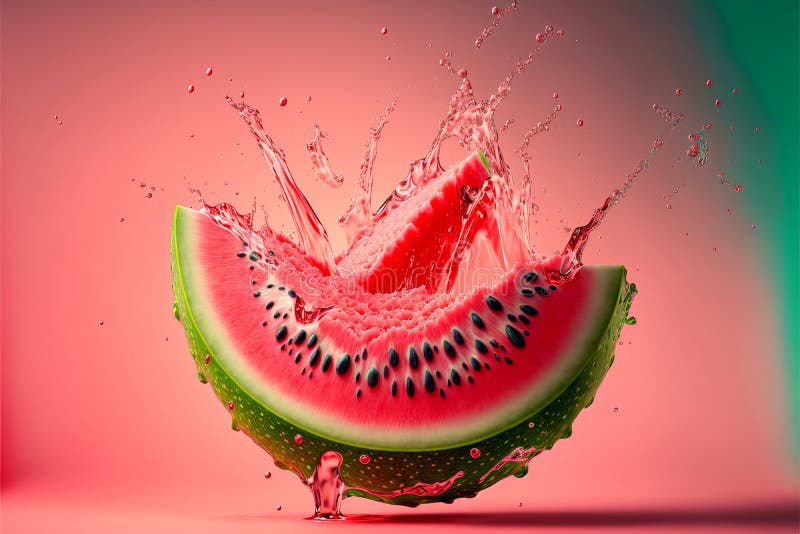 Fresh Slice of Watermelon Exploding with Juice. Generative Ai Stock ... Fresh Slice of Watermelon Exploding with Juice. Generative Ai Stock ...