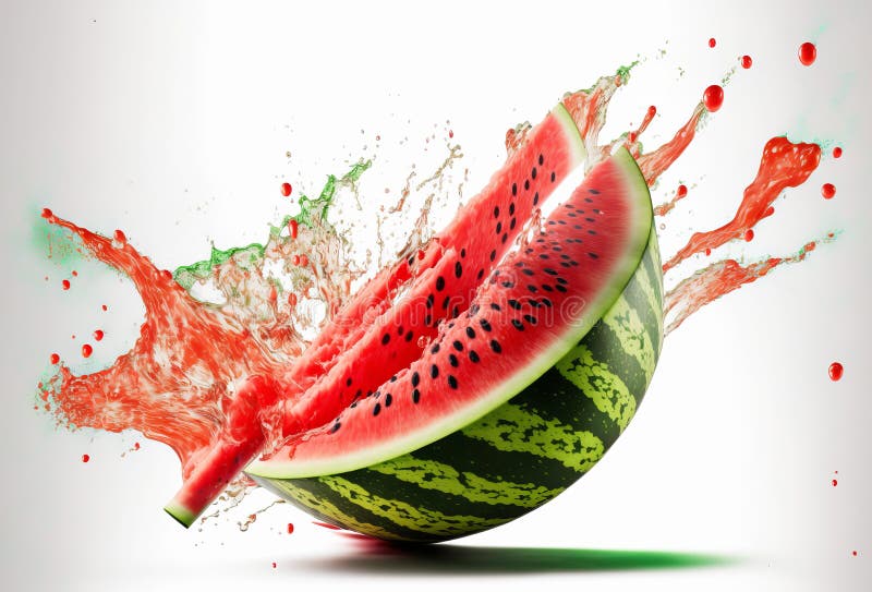 Fresh Slice of Watermelon Exploding with Juice. Generative Ai Stock ...