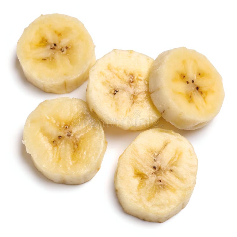 Fresh Sliced Banana Pieces Isolated on White Background Stock ...