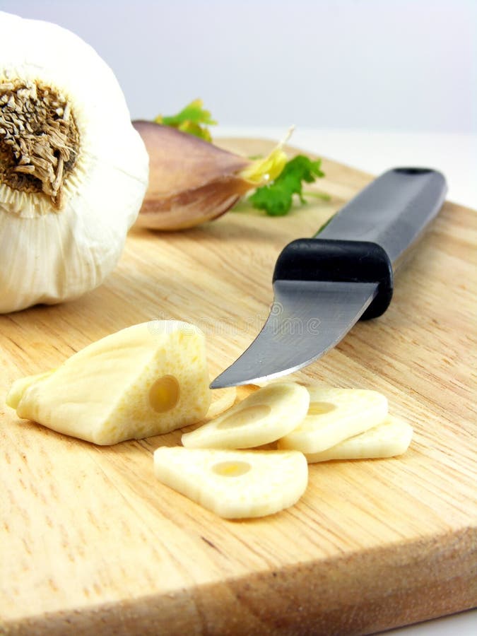 Sliced Garlic stock photo. Image of bambus, white, soup - 12474884
