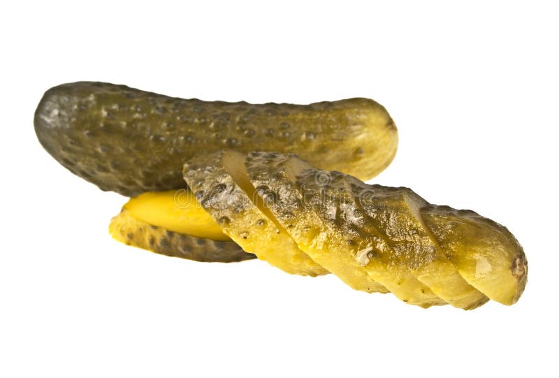 Fresh Sliced Green Pickles Isolated on White Background Stock Image ...