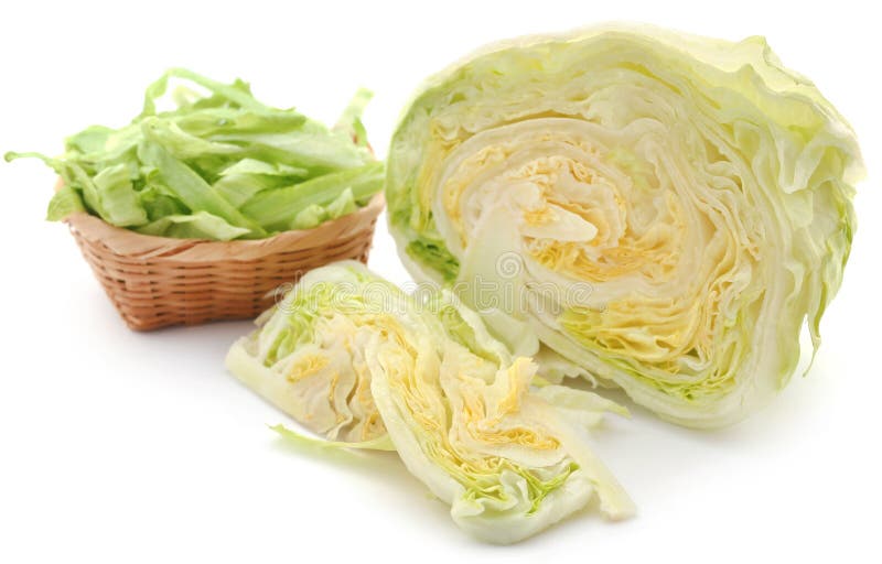 Fresh Sliced Iceberg Lettuce in a Basket Stock Image - Image of snack ...