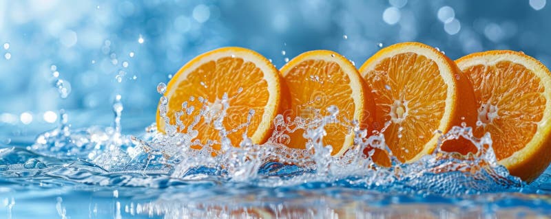 Fresh Sliced Oranges Making Splash in Water Stock Photo - Image of ...