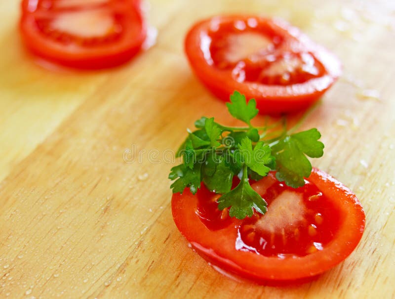 Fresh Sliced Tomato with Water Drops on it Stock Photo - Image of ...