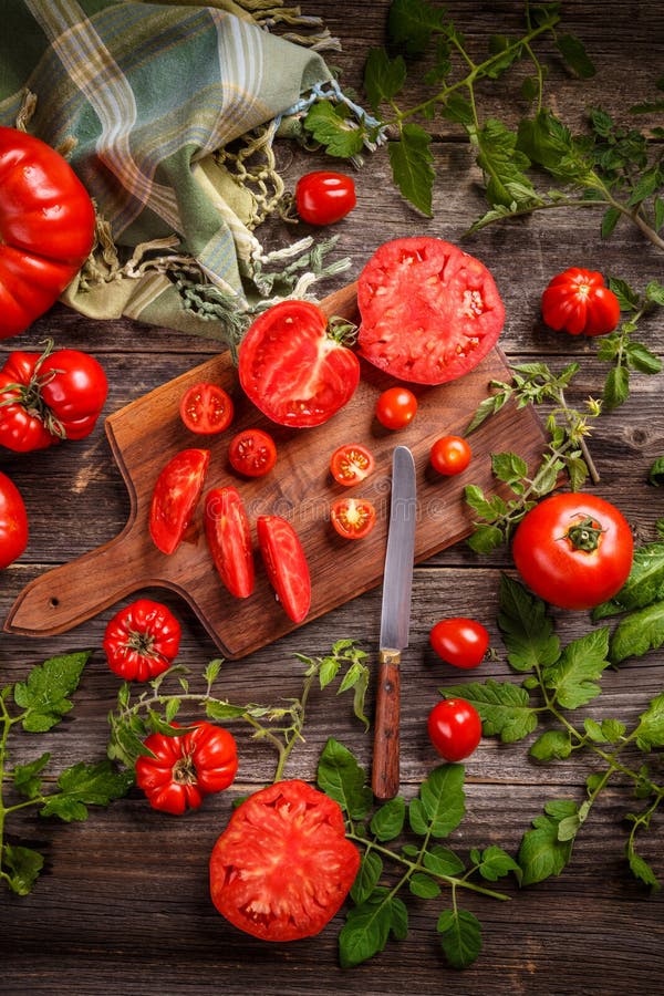Fresh sliced tomatoes stock photo. Image of natural - 125500292