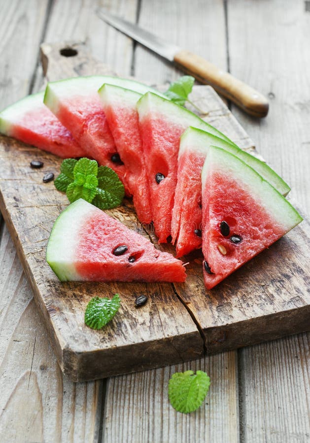 Fresh Sliced Watermelon in a Metal Bowl Wooden Background Stock Image ... Fresh Sliced Watermelon in a Metal Bowl Wooden Background Stock Image ...