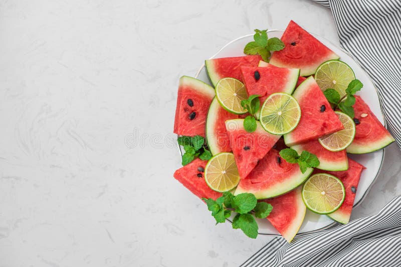 Fresh Sliced Watermelon on a Plate in Summertime Stock Image - Image of ... Fresh Sliced Watermelon on a Plate in Summertime Stock Image - Image of ...