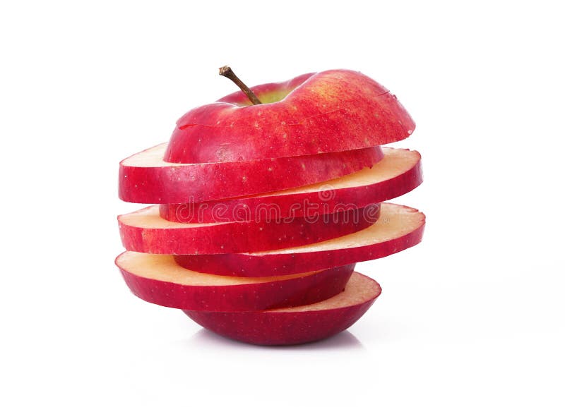 Slices Apple on White Background Stock Photo - Image of freshness ...